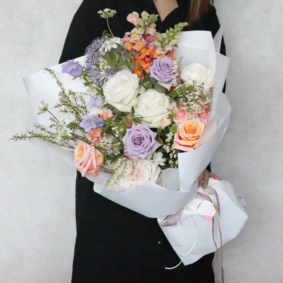 Happy Me 粉紫粉橙色系花束 | 香港花店 | 網上訂花 | Let Hope Bloom